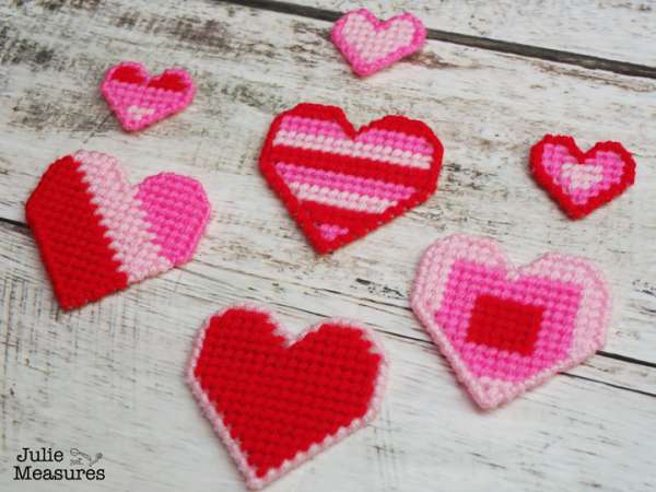 Plastic Canvas Valentine’s Heart Charms – Needle Work