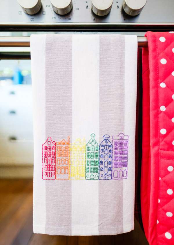 Rainbow Hand Embroidery Houses – Free Pattern – Needle Work