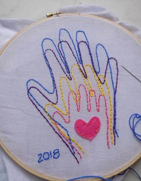 Traced Hand Pattern – Free Embroidery Tutorial – Needle Work